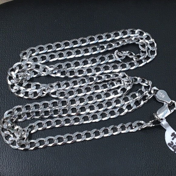 Jewelry | 925 Sterling Silver Flat Curb Chain 36mm 24 | Poshmark